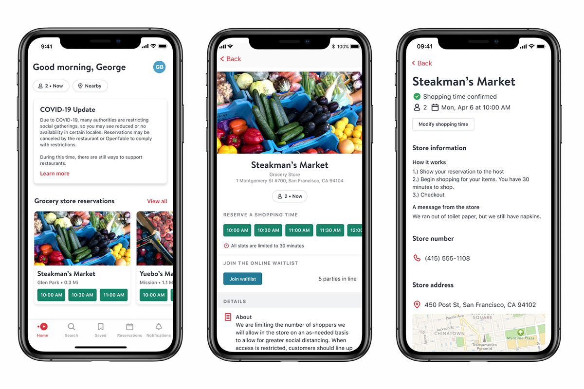 OpenTable Facilitates Reserved-Time Grocery Shopping at Markets